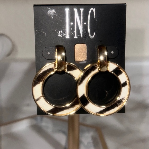 Incoco | Jewelry | Inc Zebra Hoop Earrings Blackwhitegold | Poshmark